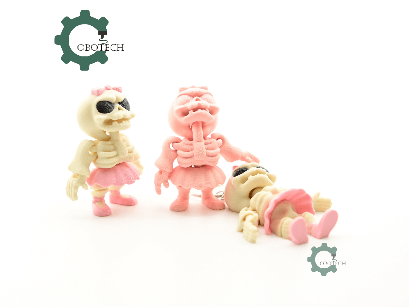 💀 Cobotech Grumpy Skeleton Ballerina Articulated Keychain - Cute ...