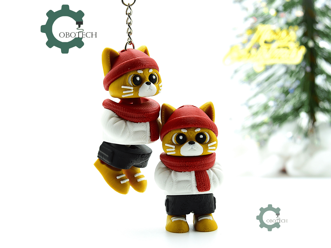 🐱 Cobotech Winter Cozy Cat Articulated Keychain - Cute Backpack ...