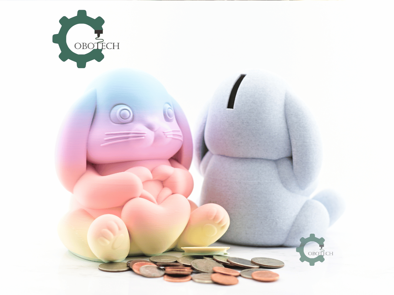 💜 Cobotech Cute Easter Bunny Holding A Heart Piggy Bank - Desk Decor ...