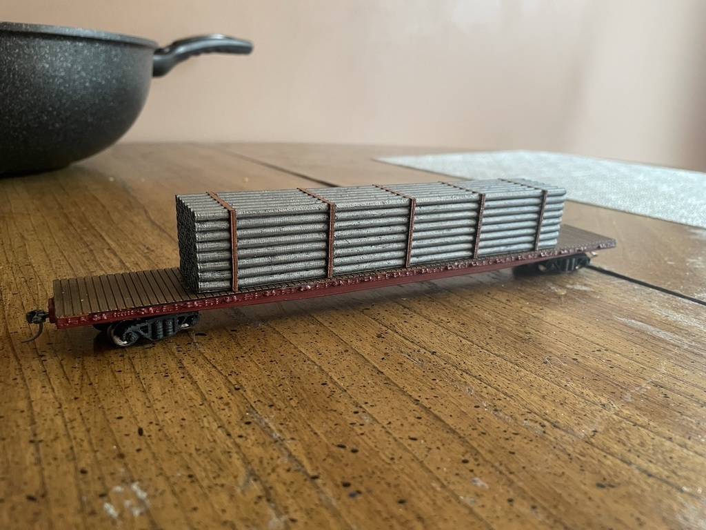 🚆 HO Scale 75ft Flatcar Freight Train car with a Pipe Load・Free 3D File ...