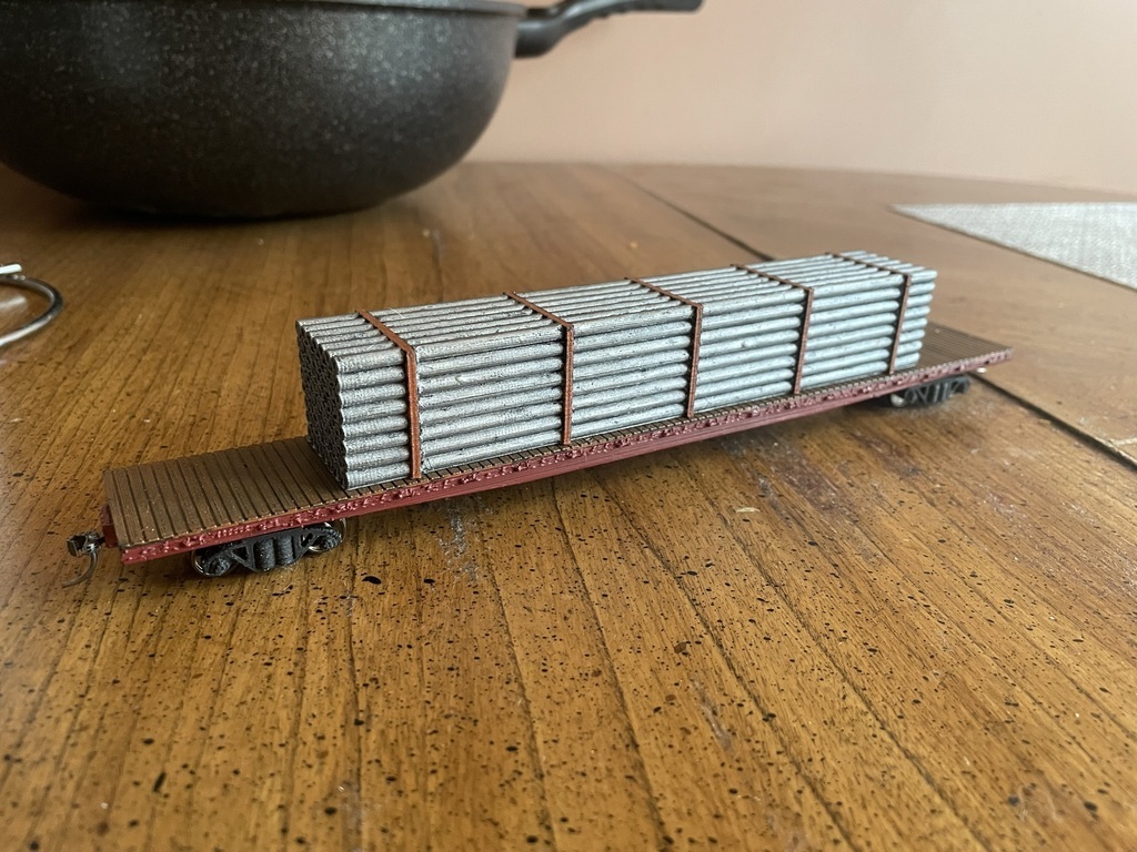 🚆 HO Scale 75ft Flatcar Freight Train car with a Pipe Load・Free 3D File ...
