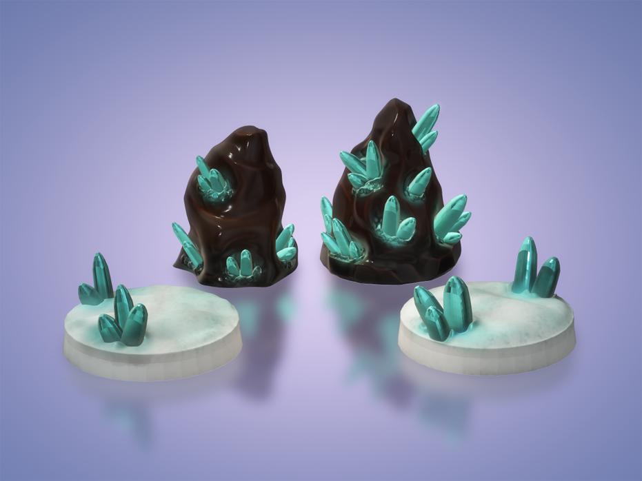 🔮 Crystal bases and rocks・Free 3D File for ・Cults