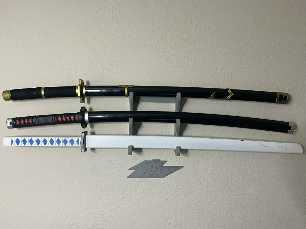 🪞 three katana wall mount・Free 3D File for ・Cults