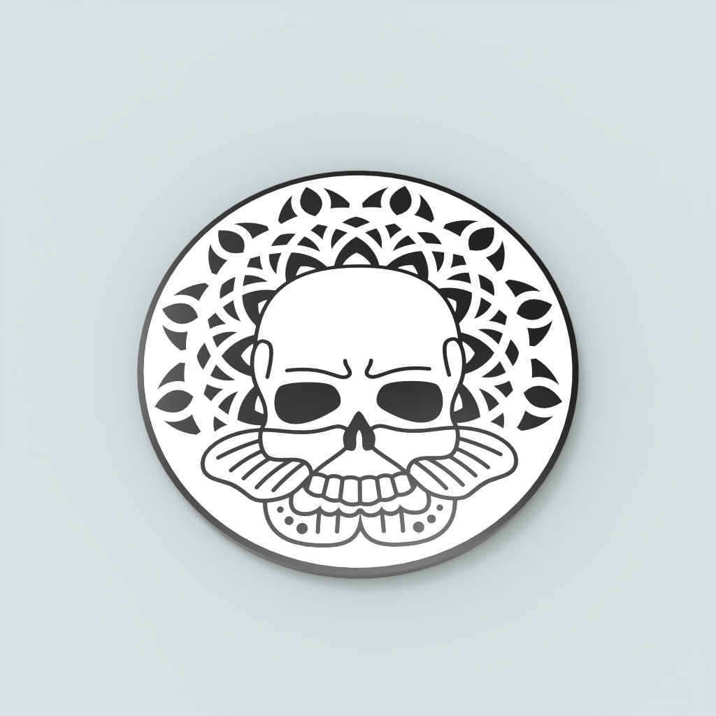 💀 coaster skull butterfly・Free 3D File for ・Cults