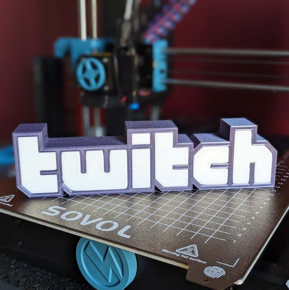 3D print 3D TWITCH logo multicoloured (No MMU required, snap fit)・Cults