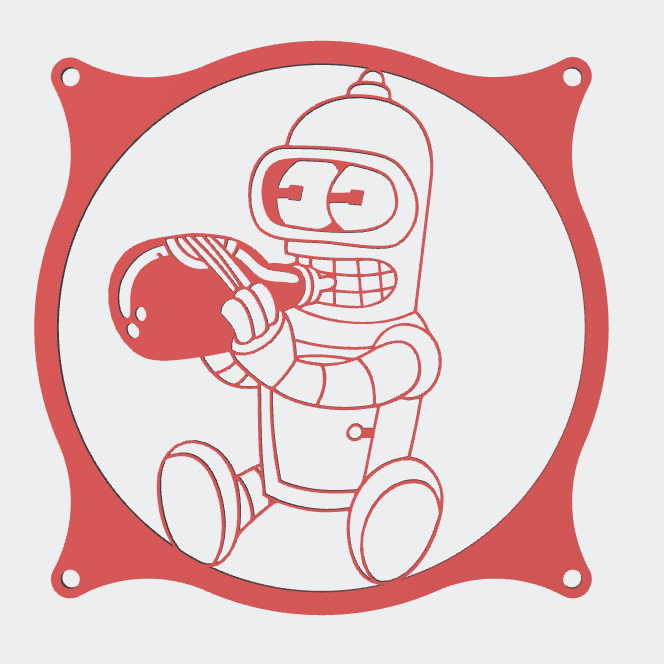 👶 Futurama Baby Bender 120mm Fan Cover・Free 3D File for ・Cults