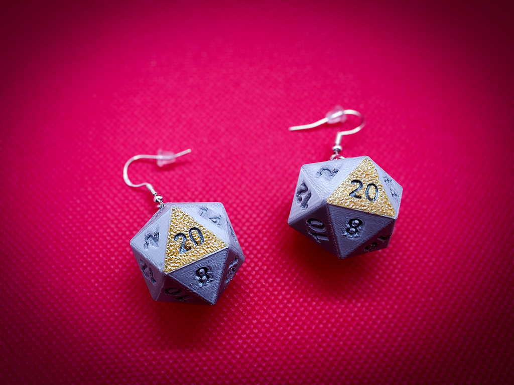 🎲 D20 Dice - Dungeons and Dragons Earrings・Free STL File for 3D ...