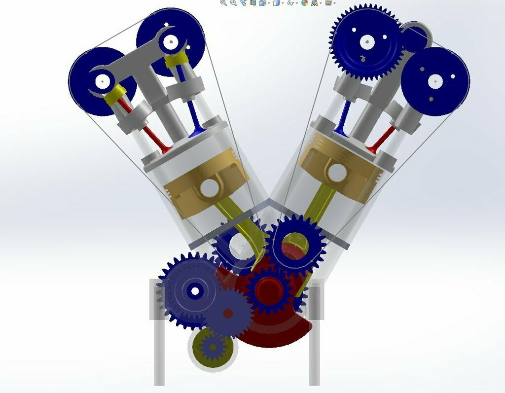 💭 V2 Sports Motorbike Engine・Free 3D File for ・Cults