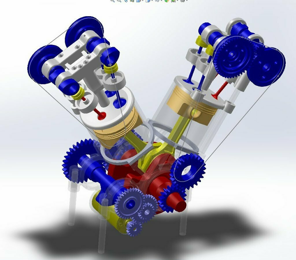 💭 V2 Sports Motorbike Engine・Free 3D File for ・Cults
