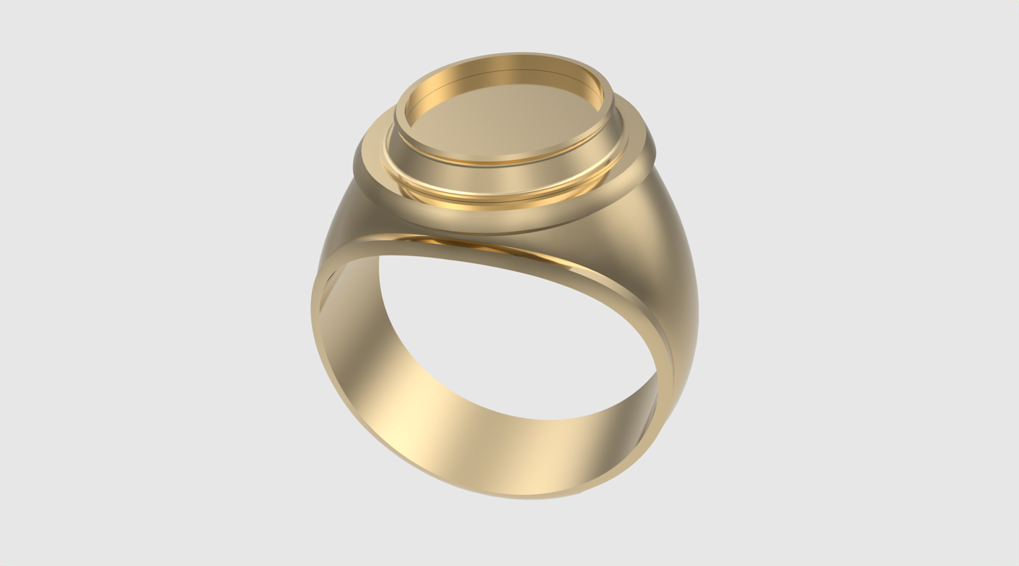 3D file Elegant Oval Inset Signet Ring 3D print 💍 ・3D print object to download・Cults
