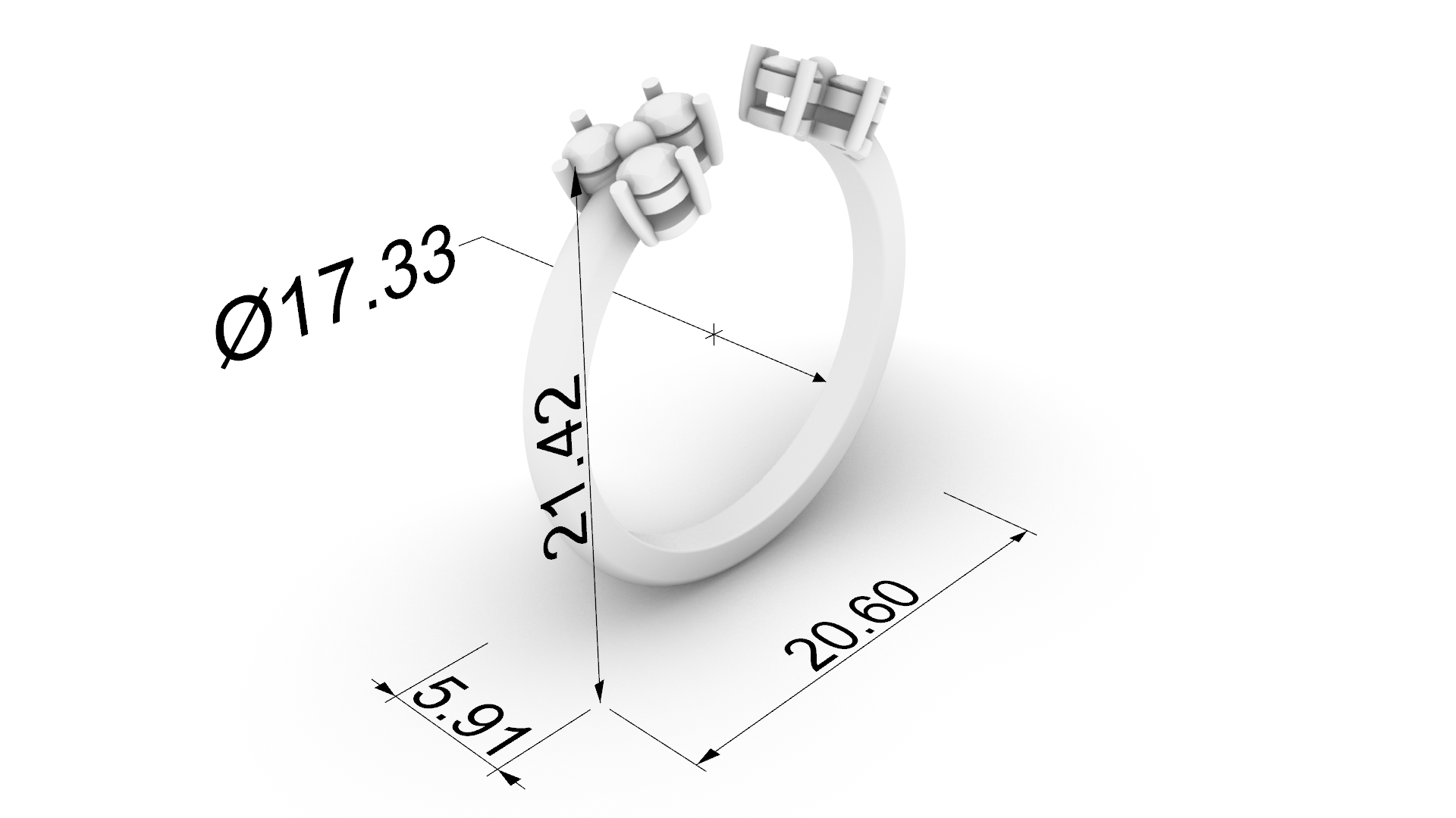 STL file Dual Cluster Open Ring 3D print 💍 ・Template to download and 3D ...
