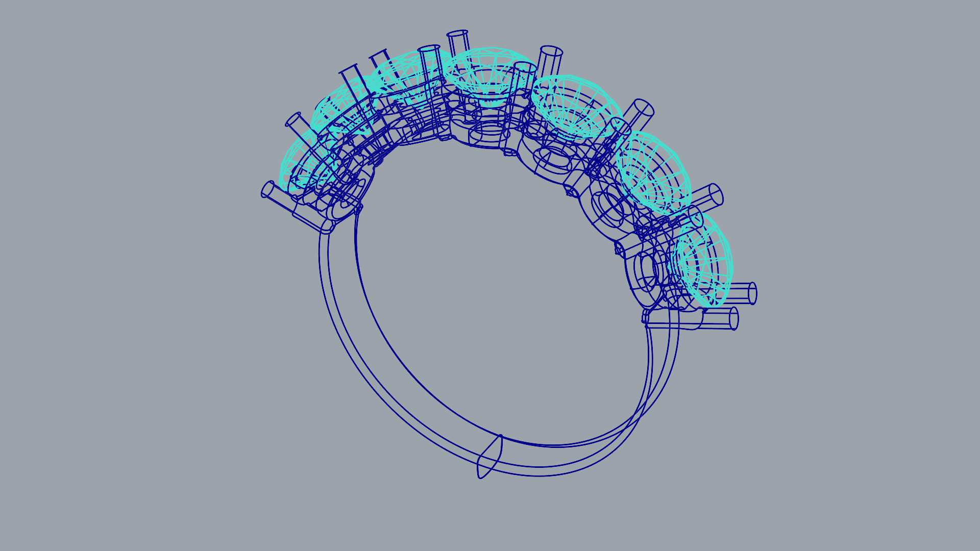 3D file Multi-Stone Linear Engagement Ring 3D print 💍 ・3D print object ...