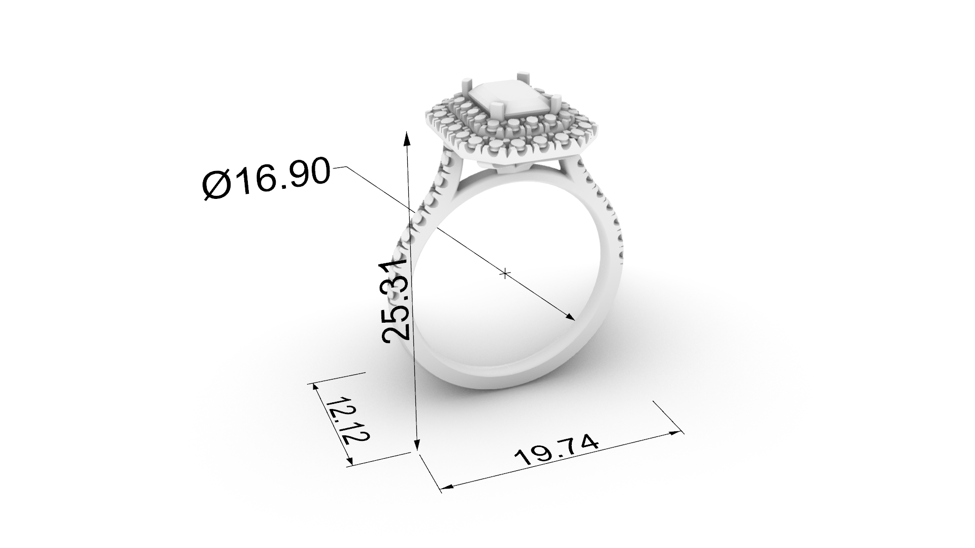 STL file Square Halo Gemstone Ring 3D print 🟪 ・3D printer model to ...