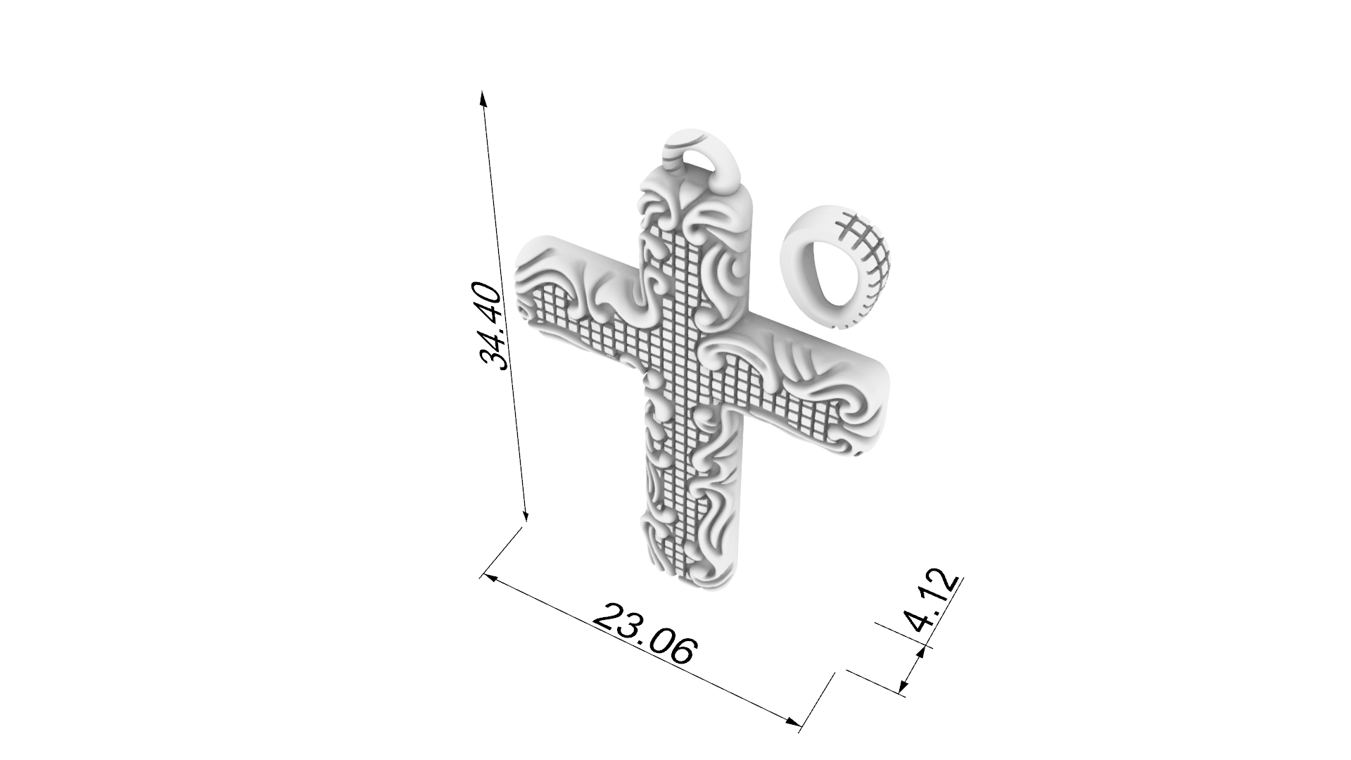 3D file Floral Pattern Cross Pendant 3D print ・3D printable model to ...