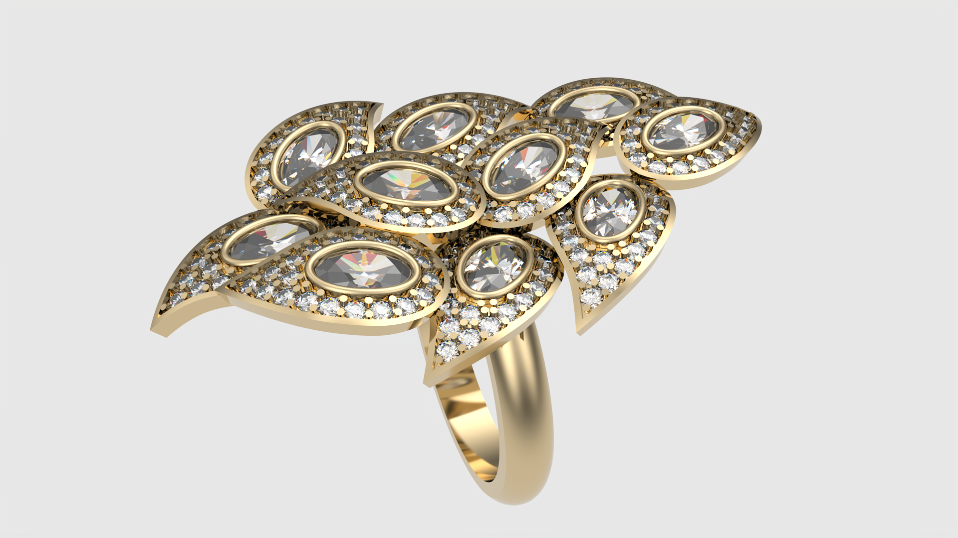 3D file Ornate Leaf-Inspired Gemstone Ring 3D print 💍 ・3D printing ...