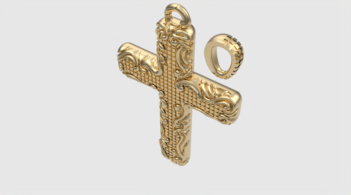 3D file Floral Pattern Cross Pendant 3D print ・3D printable model to ...