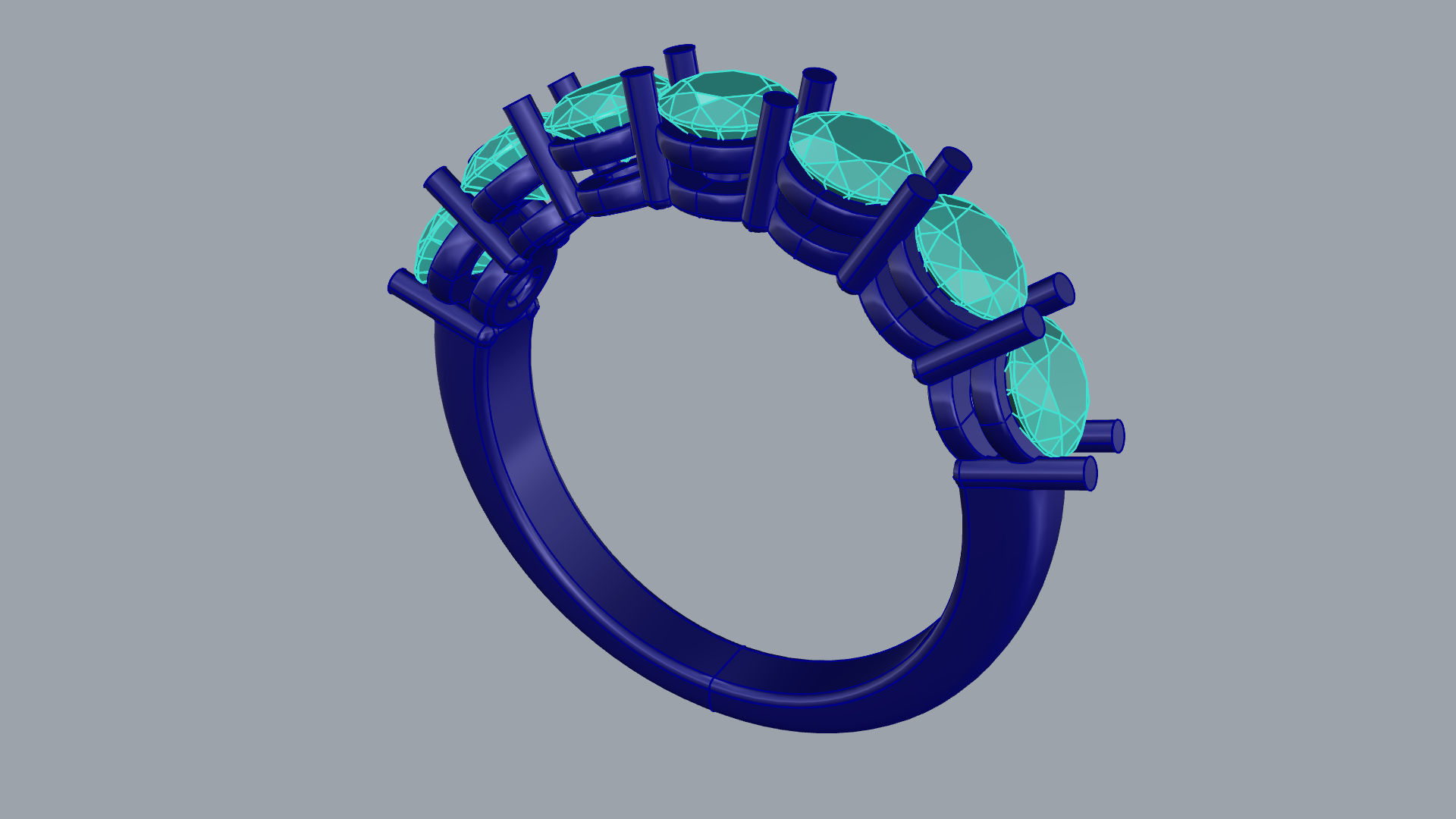 3D file Multi-Stone Linear Engagement Ring 3D print 💍 ・3D print object ...