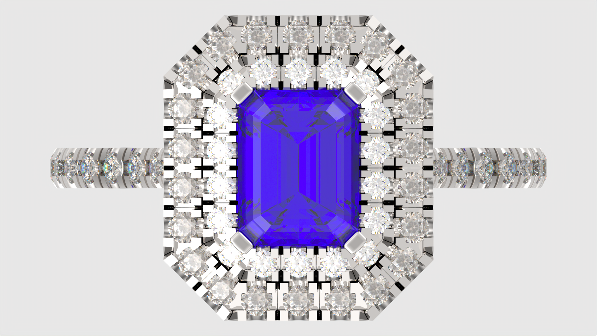 STL file Square Halo Gemstone Ring 3D print 🟪 ・3D printer model to ...