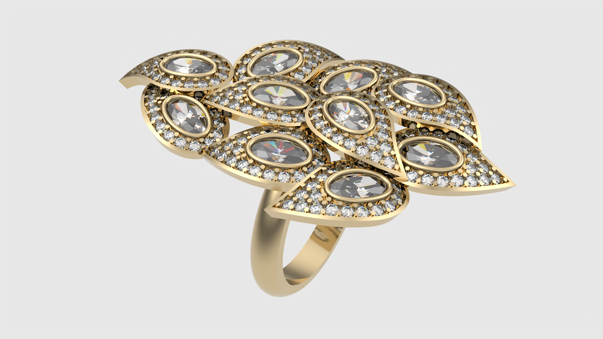 3D file Ornate Leaf-Inspired Gemstone Ring 3D print 💍 ・3D printing ...