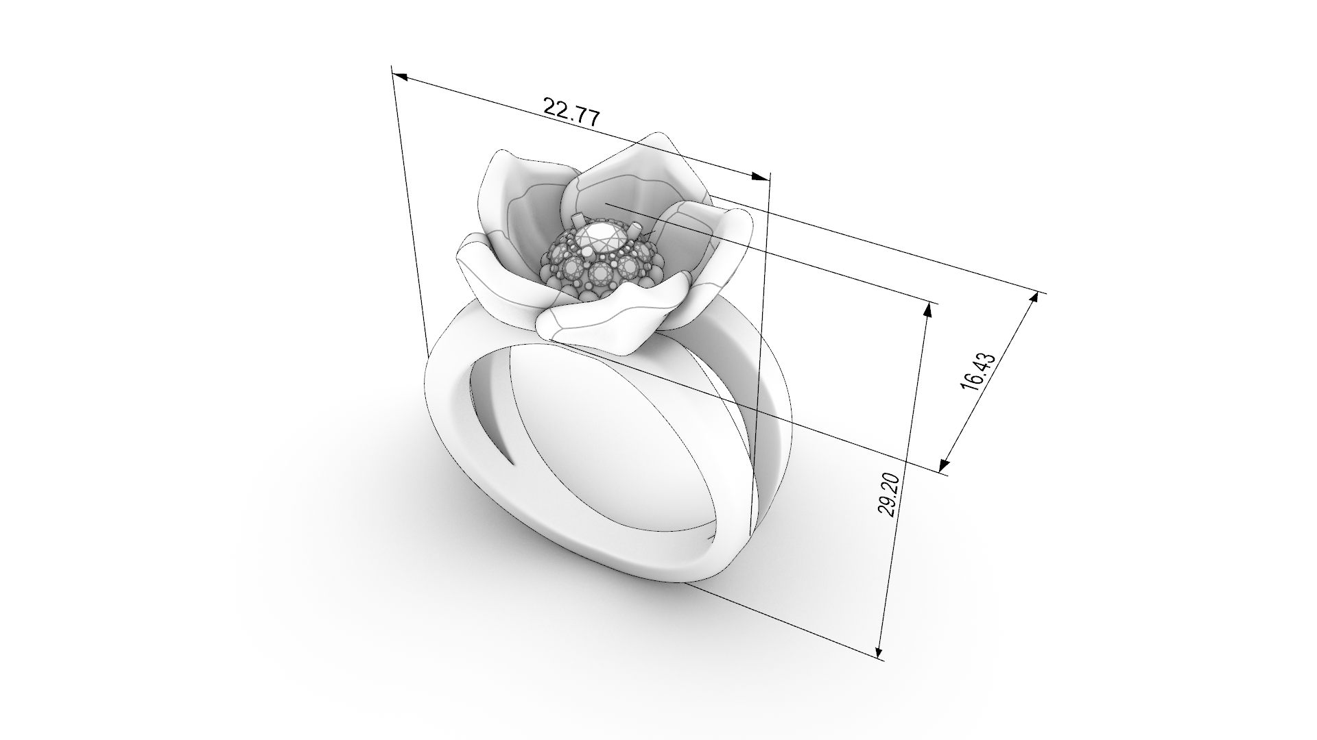 💍 Floral-Inspired Gemstone Ring 3D print・ STL File for 3D printing・Cults