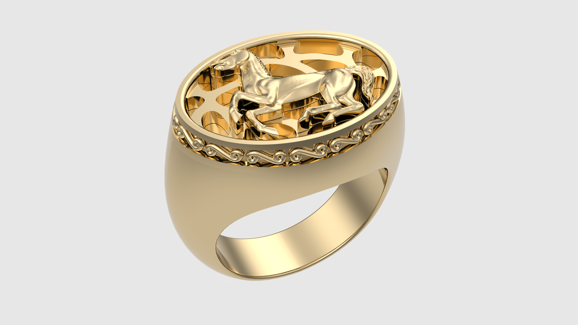 Archivo 3D Equestrian Signet Ring 3D print 💍 ・Plan de impresión en 3D ...