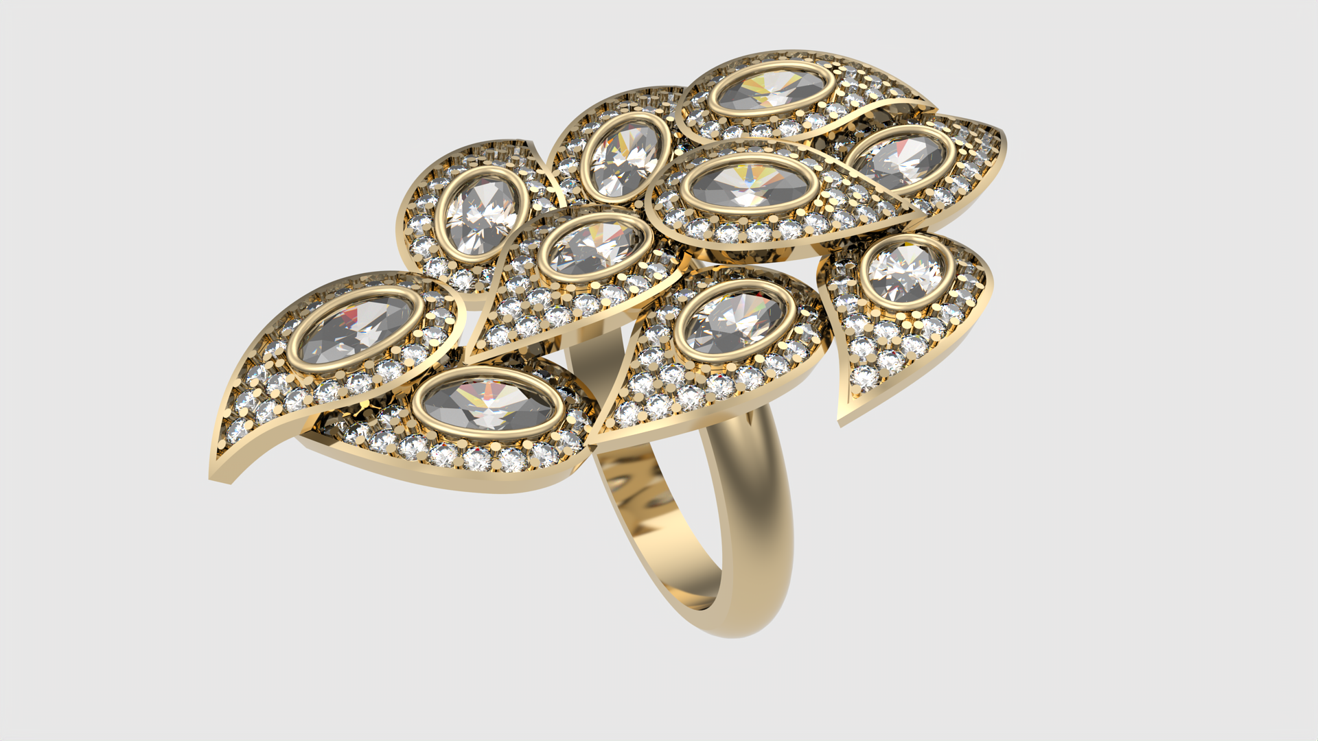 3D file Ornate Leaf-Inspired Gemstone Ring 3D print 💍 ・3D printing ...