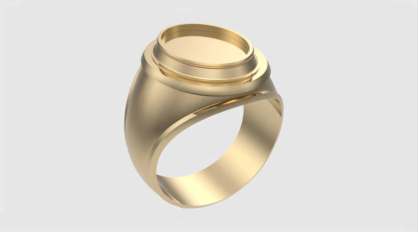 3D file Elegant Oval Inset Signet Ring 3D print 💍 ・3D print object to download・Cults