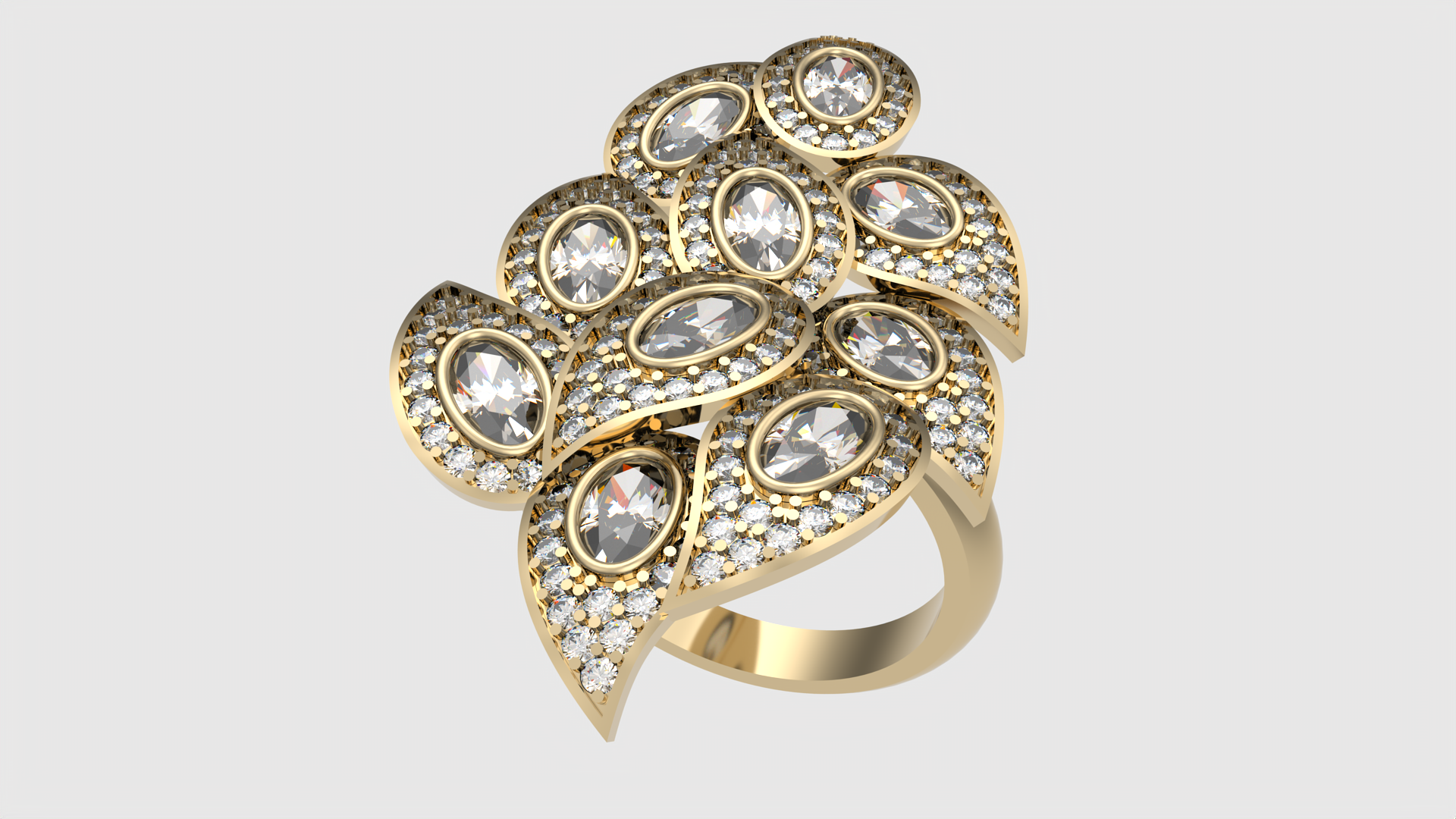 3D file Ornate Leaf-Inspired Gemstone Ring 3D print 💍 ・3D printing ...