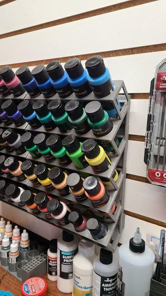 🎨 Slat Wall Craft Paint Rack・Free 3D File for ・Cults