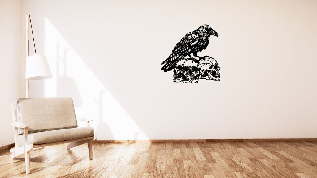 🐦 Raven on skulls / Havran na lebkách wall or table decoration・Free 3D ...