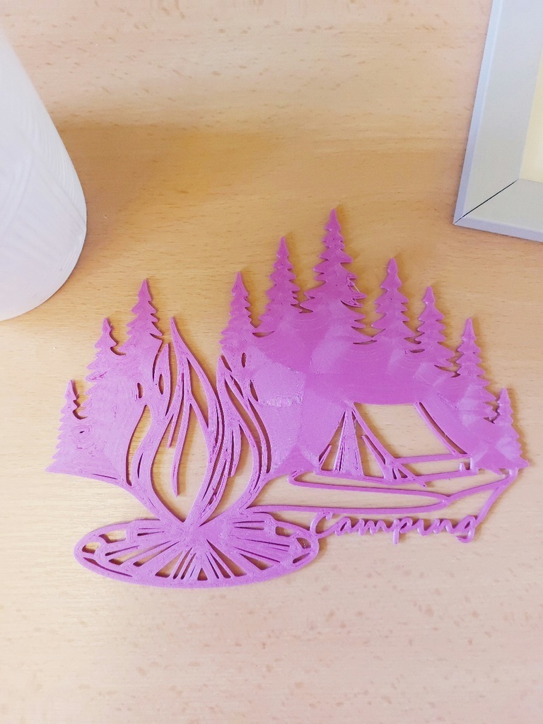 🏕️ Camping in nature wall or table decoration・Free 3D File for ・Cults