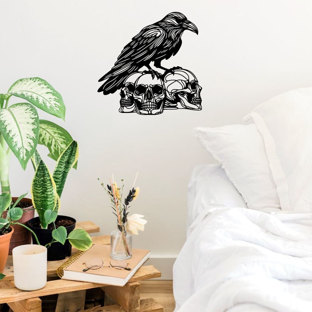 🐦 Raven on skulls / Havran na lebkách wall or table decoration・Free 3D ...