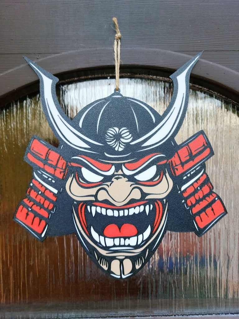 🎃 Halloween scary Samurai mask window decoration・Free 3D File for ・Cults