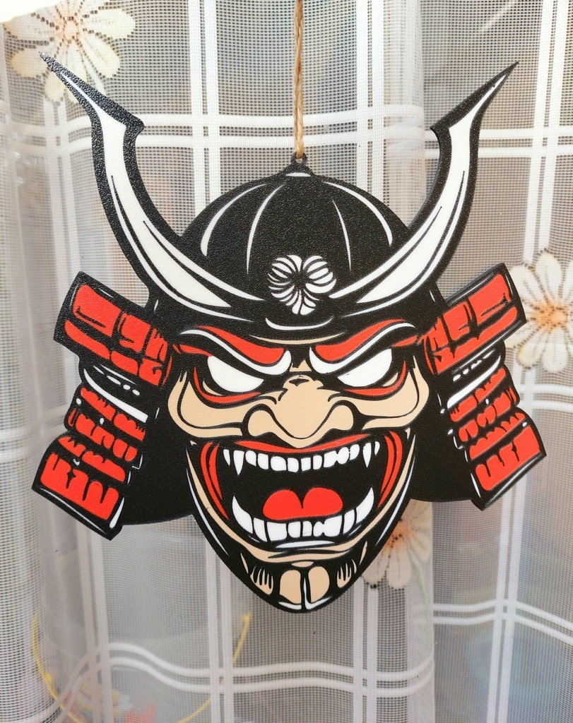 🎃 Halloween scary Samurai mask window decoration・Free 3D File for ・Cults