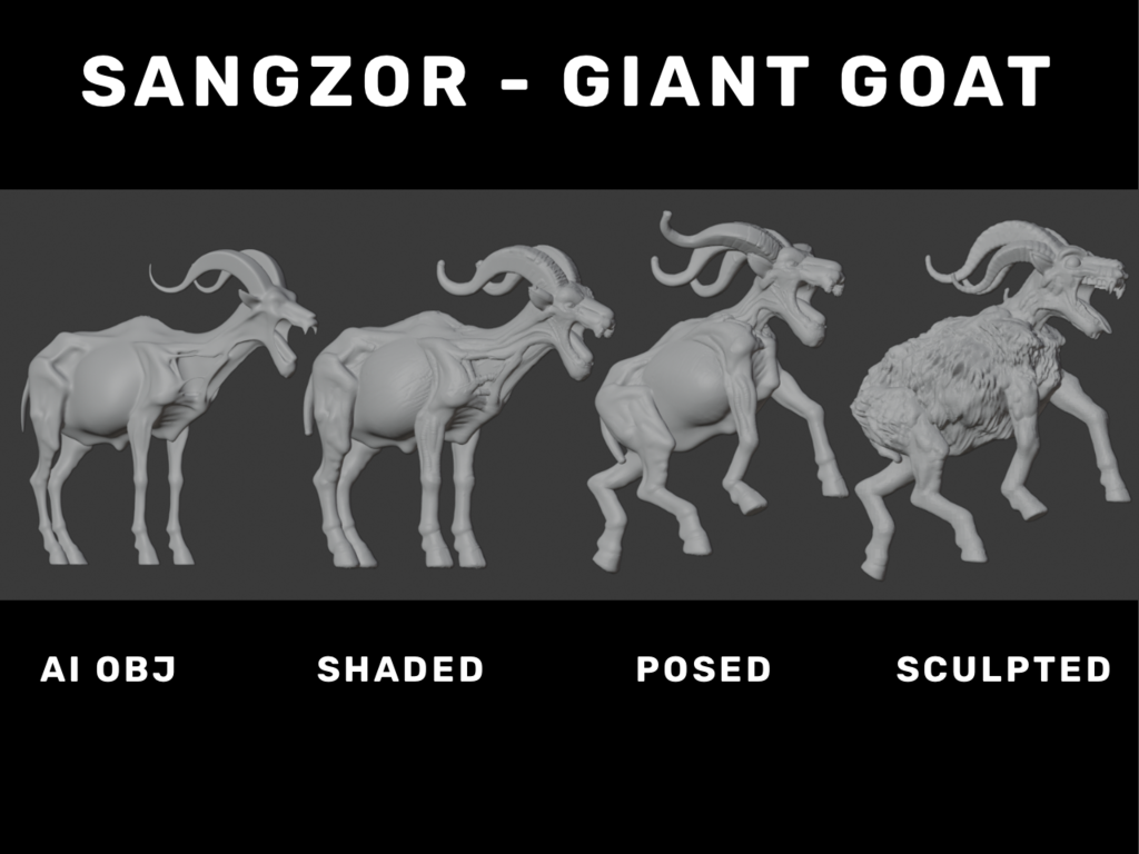 ⛰️ Sangzor Giant Mountain Goat (DND / TTRPG)・Free 3D File for ・Cults