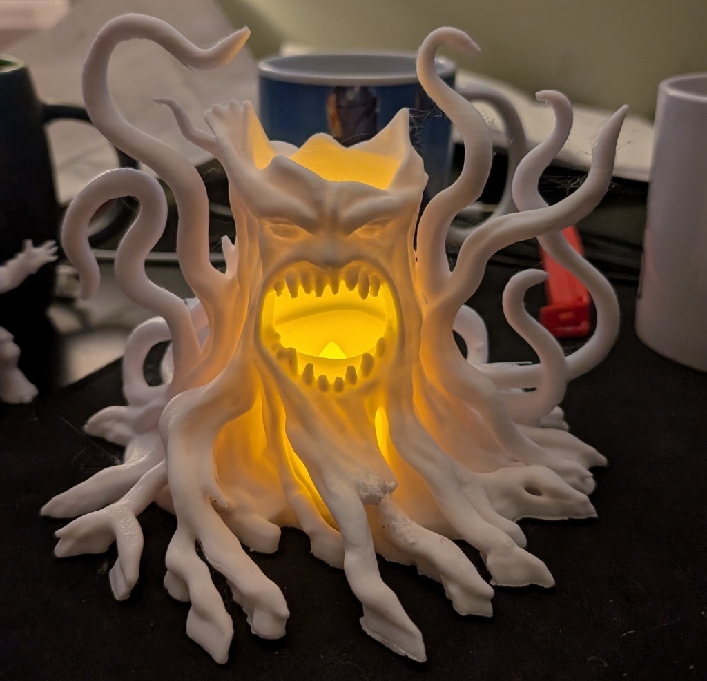 👻 Haunted Tree Stump LED Tealight Holder・Free 3D File for ・Cults