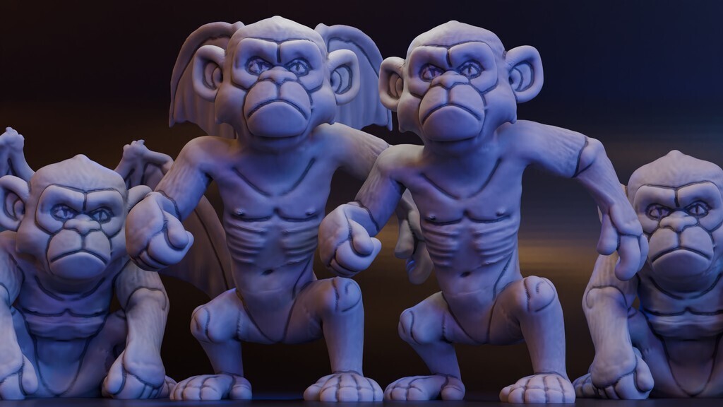 🐒 Monkey + Flying Monkey / Mongbat - Medium Beast (DND / TTRPG)・Free 3D ...