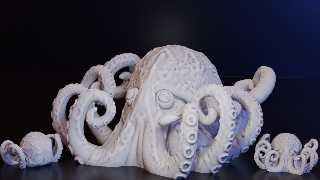 🐙 Giant Octopus 50mm/25mm (DND / TTRPG)・Free STL File for 3D printing・Cults