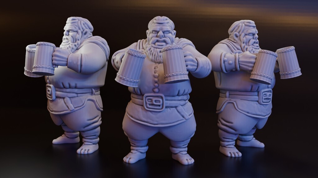🎲 Bartender 25mm & 32mm (DND / TTRPG)・Free 3D File for ・Cults