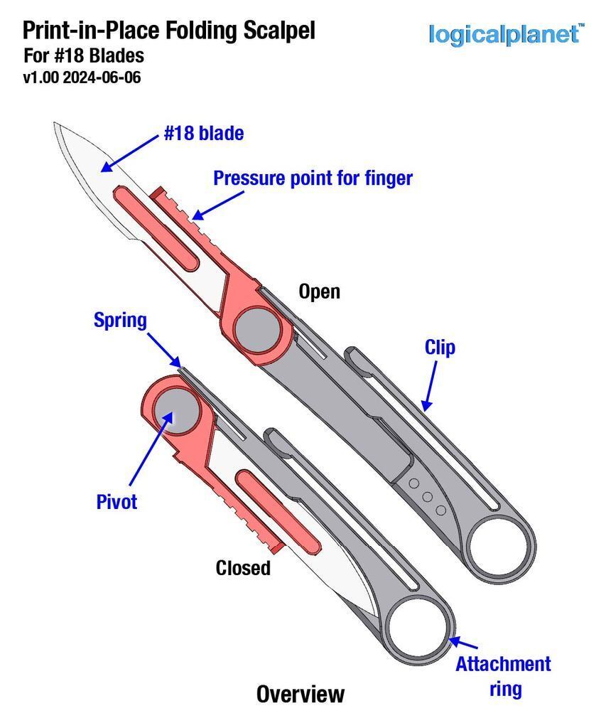 Archivo 3D gratis Print-in-Place Folding Scalpel 🔪 ・Modelo para ...