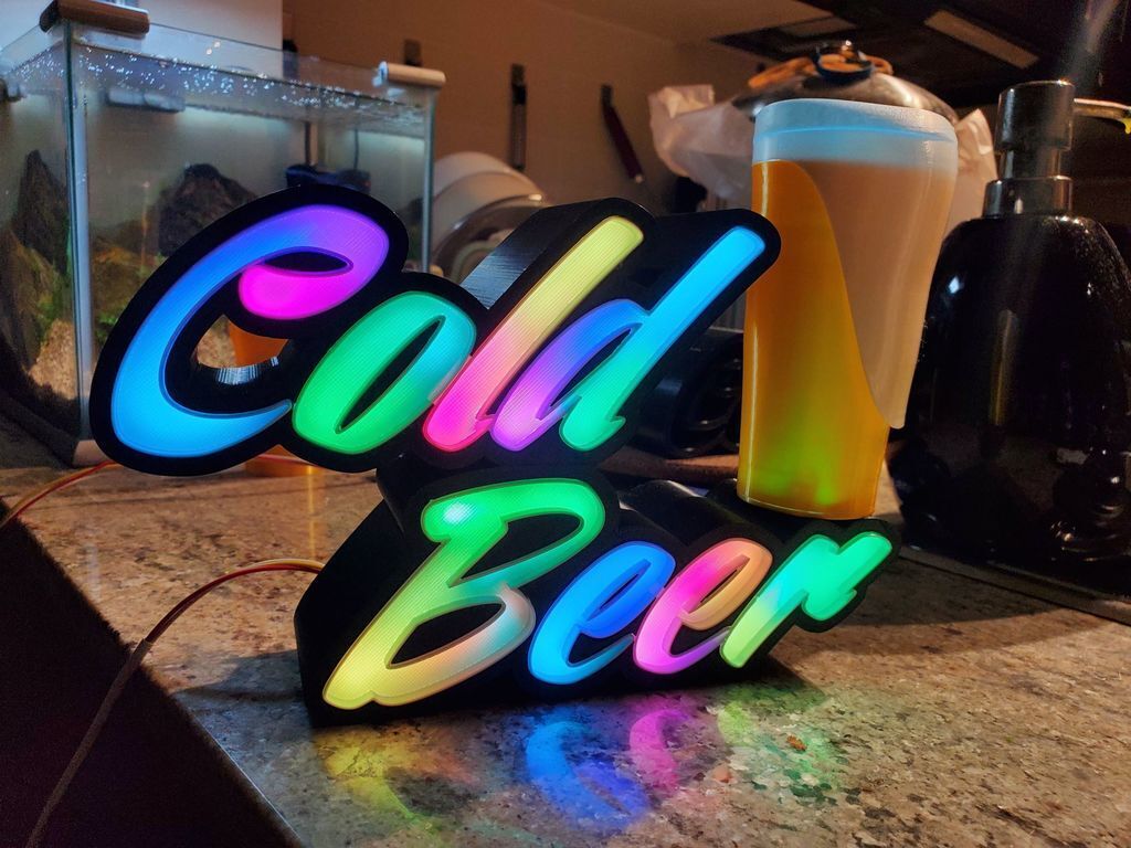 3D file Cold Beer LED sign 🥶・3D printable model to download・Cults