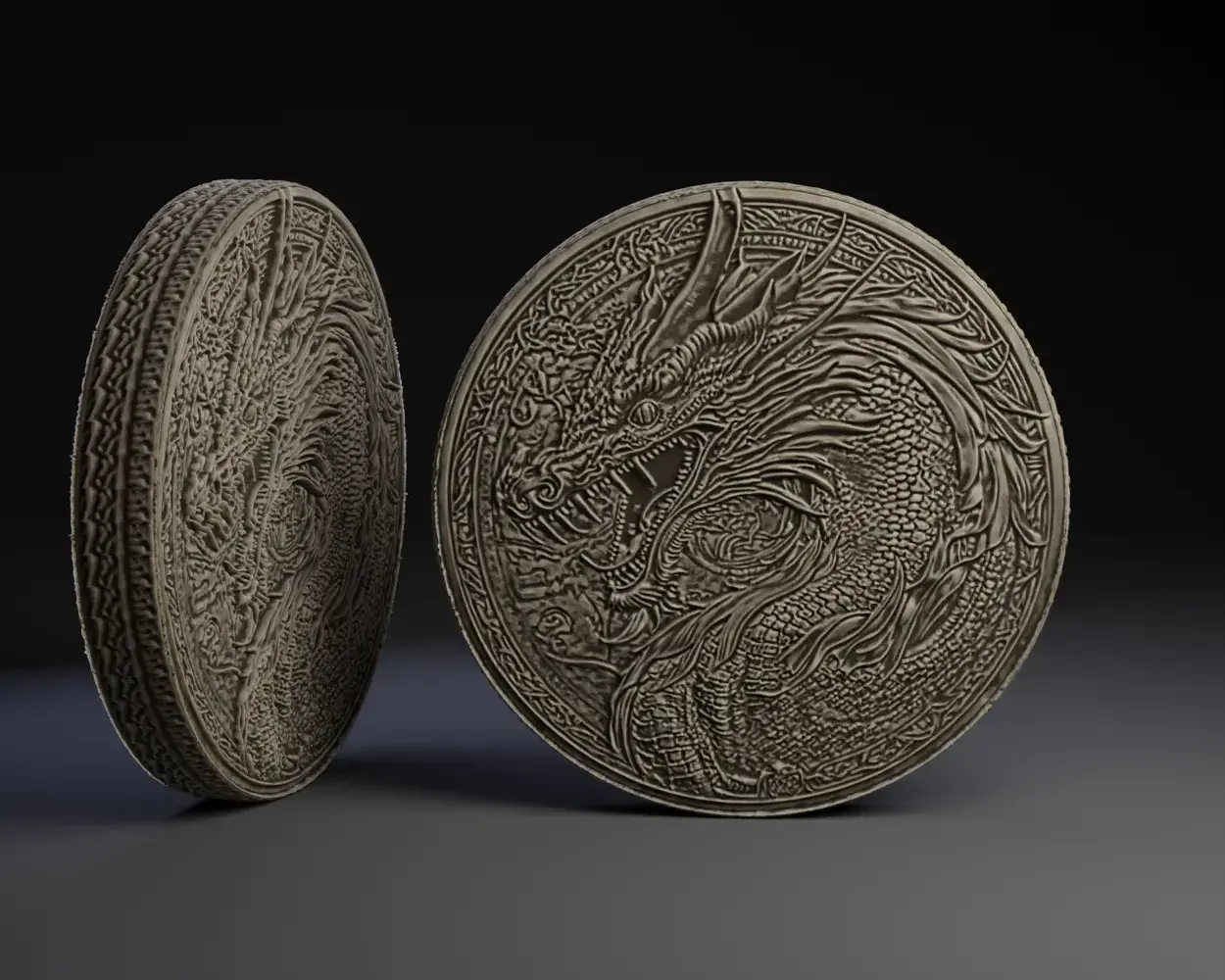 🐉 Dragon Coin・Free OBJ File for 3D printing・Cults
