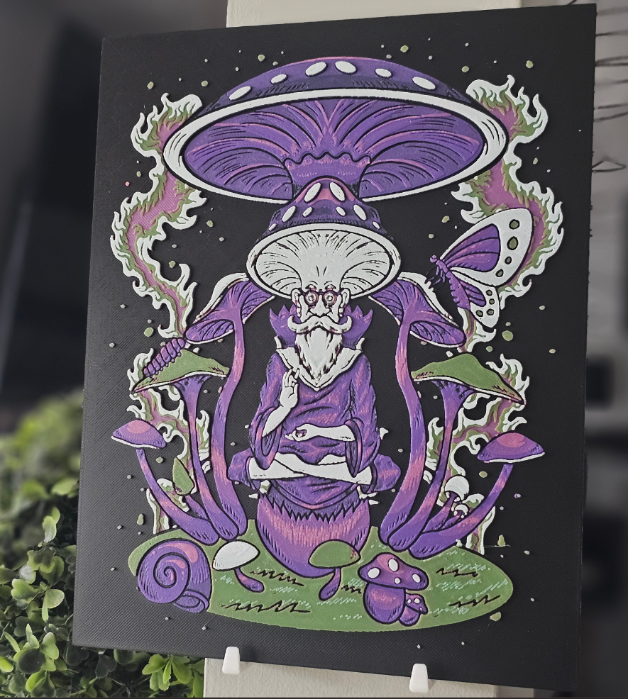 🍄 Pyschedelic Mushroom Man 3D Printed Textured Hueforge Art・Free 3D ...