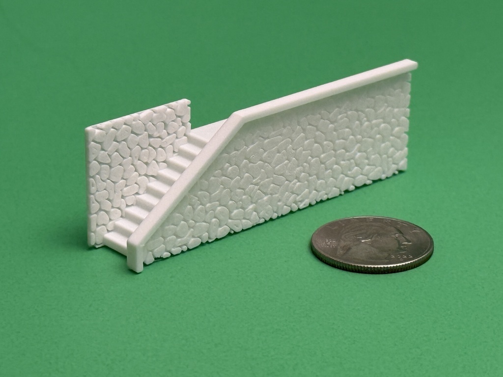 🏠 STONE WALL w STAIRS 1:87 HO SCALE・Free 3D File for ・Cults