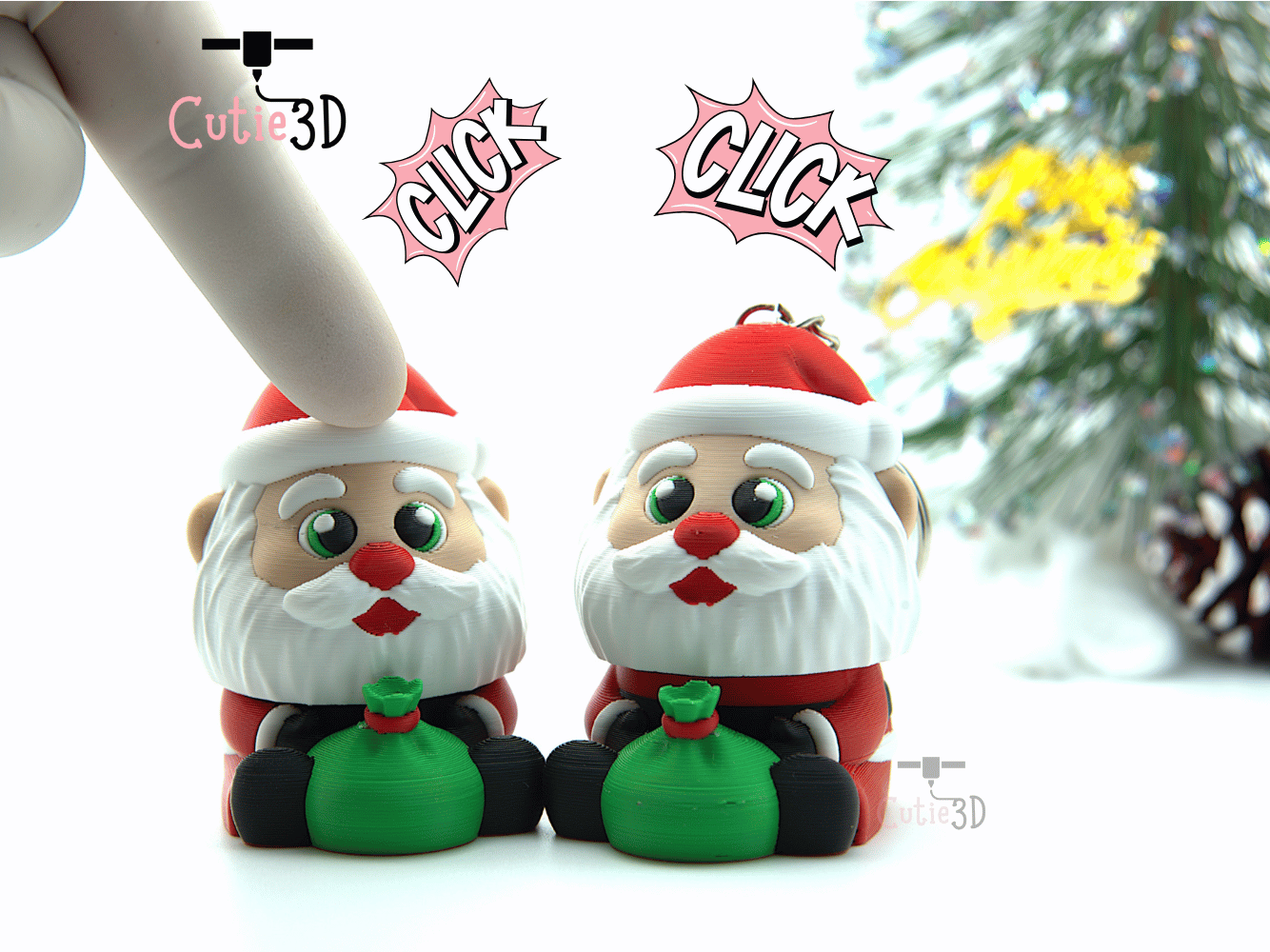 🎄 Cutie3D Christmas Mr. Santa Keycap Fidget Clicker Keychain - Cute ...