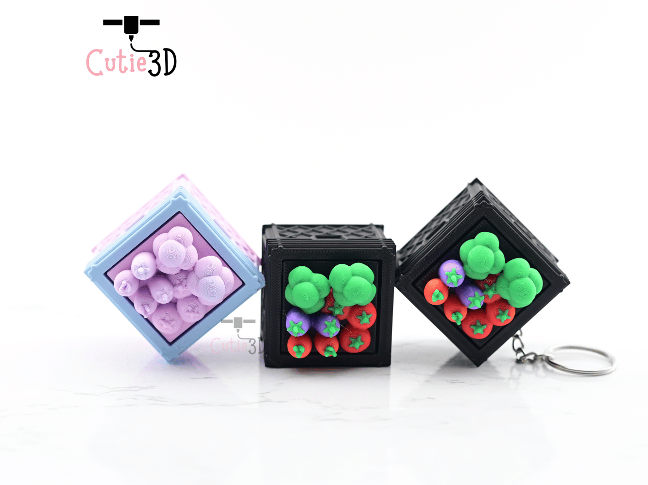👌 Cutie3D Keycap Fidget Clicker Crate With Cute Veggies Keychain - Cute ...