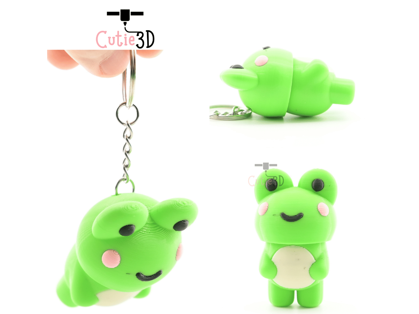 🐸 Cutie3D Happy Frog For Animal Lovers Keycap Fidget Clicker Keychain ...