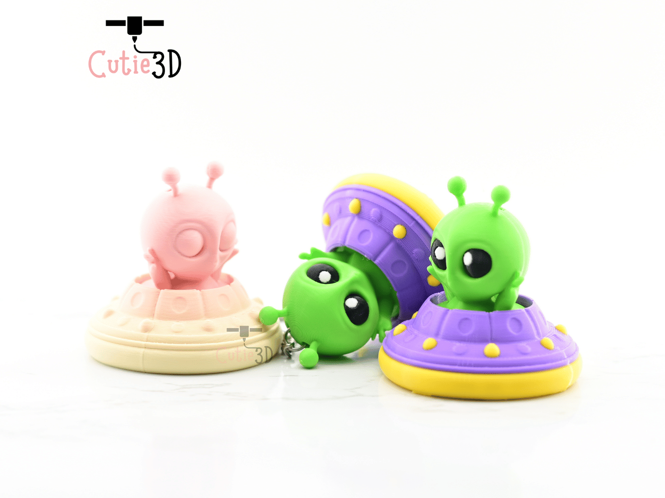 👌 Cutie3D Twisty Keycap Fidget Clicker Alien In Ufo Keychain - Cute ...