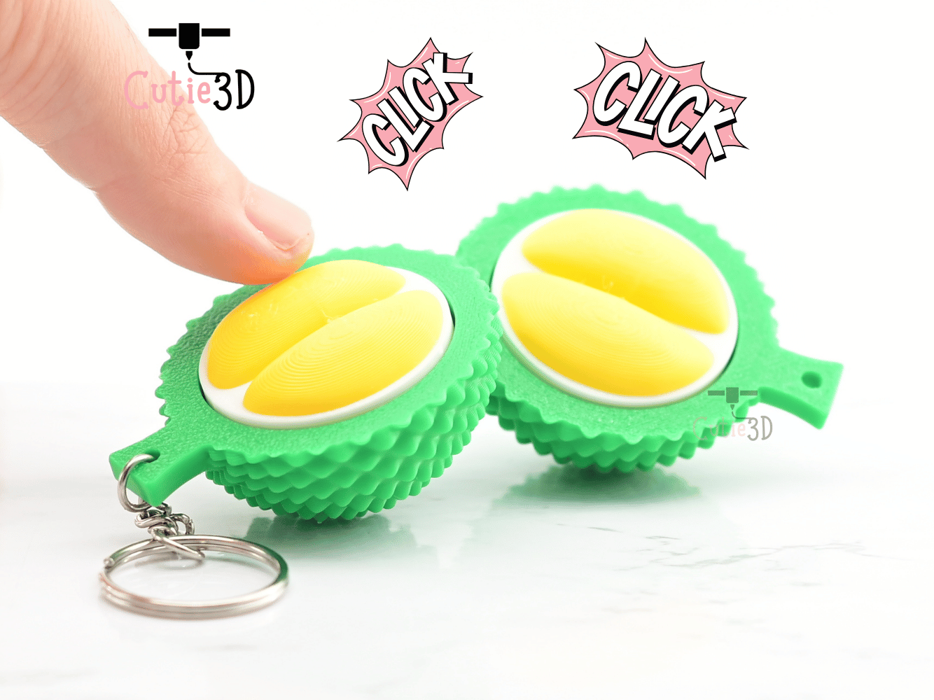 3D file Cutie3D Keycap Fidget Keychain Durian Keychain - Cute Backpack ...