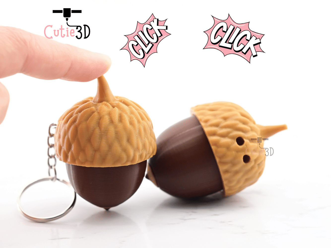 👌 Cutie3D Acorn Keycap Fidget Clicker Keychain - Cute Backpack Keychain ...